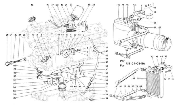 Ferrari Philadelphia Parts : 328 GTB/GTS : Table 21 - Lubrication system
