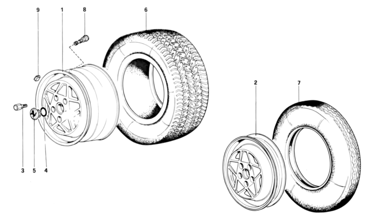 Ferrari Philadelphia Parts : 328 GTB/GTS : Table 51 - Wheels - Starting ...