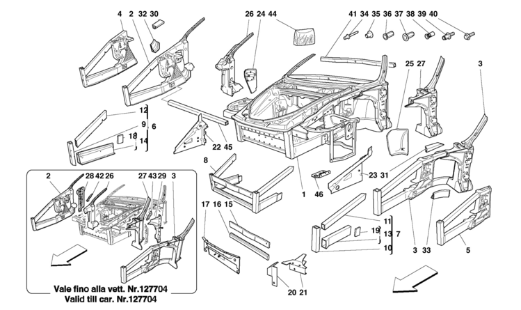 Ferrari Philadelphia Parts : 360 Modena : Table 102 - FRAME - FRONT ...