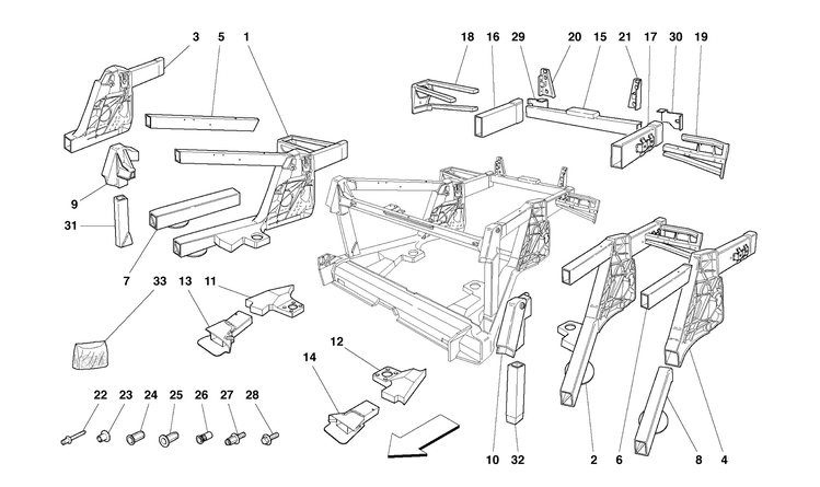 Ferrari Philadelphia Parts : 360 Spider : Table 105 - FRAME - REAR ...