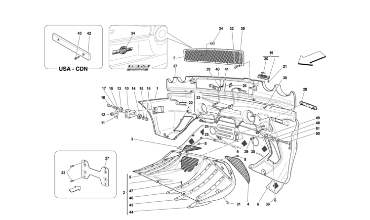 Ferrari Philadelphia Parts : 430 Scuderia : Table 132 - REAR BUMPER