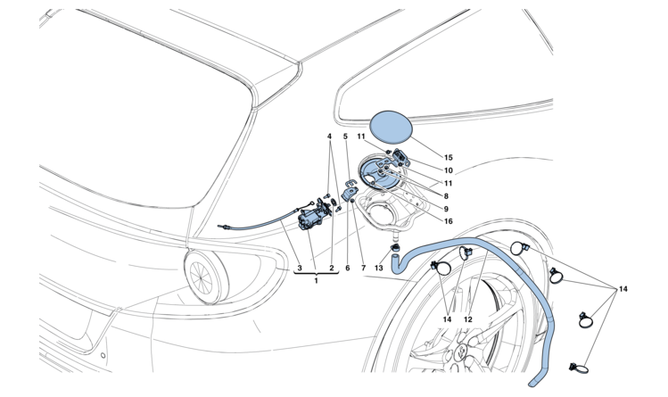 Ferrari Philadelphia Parts : FF : Table 113 - FUEL FILLER FLAP AND CONTROLS