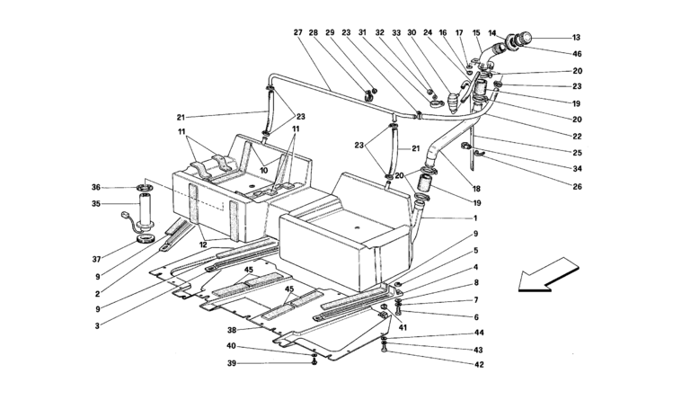 Ferrari Philadelphia Parts : Mondial T : Table 13 - Tank and fuel vent ...