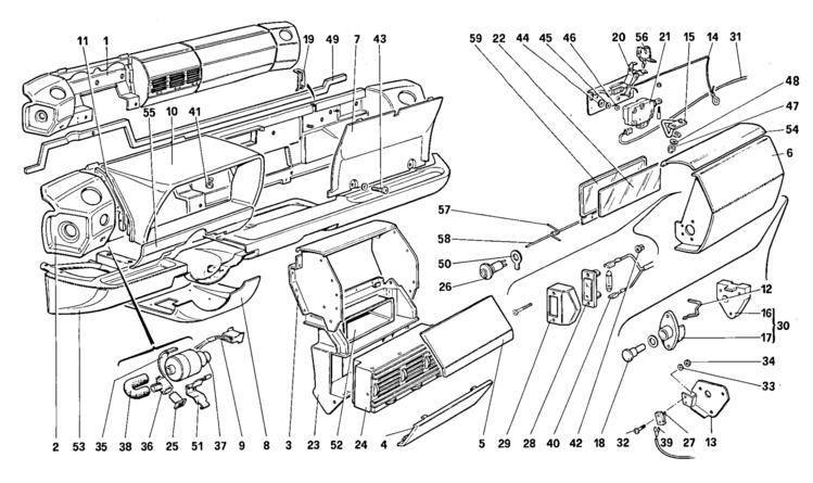 Ferrari Philadelphia Parts : Testarossa : Table 117 - Dashboard - For ...