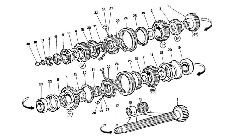 Ferrari Philadelphia Parts : Testarossa : Table 34 - Lay shaft gears